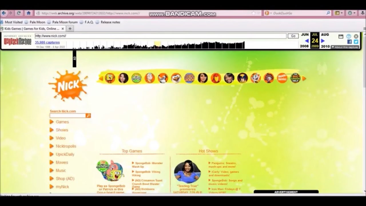 Browsing the Nickelodeon Website (2007-2009)