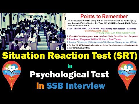 Situation Reaction Test (SRT) in SSB Interview Video Lecture ...