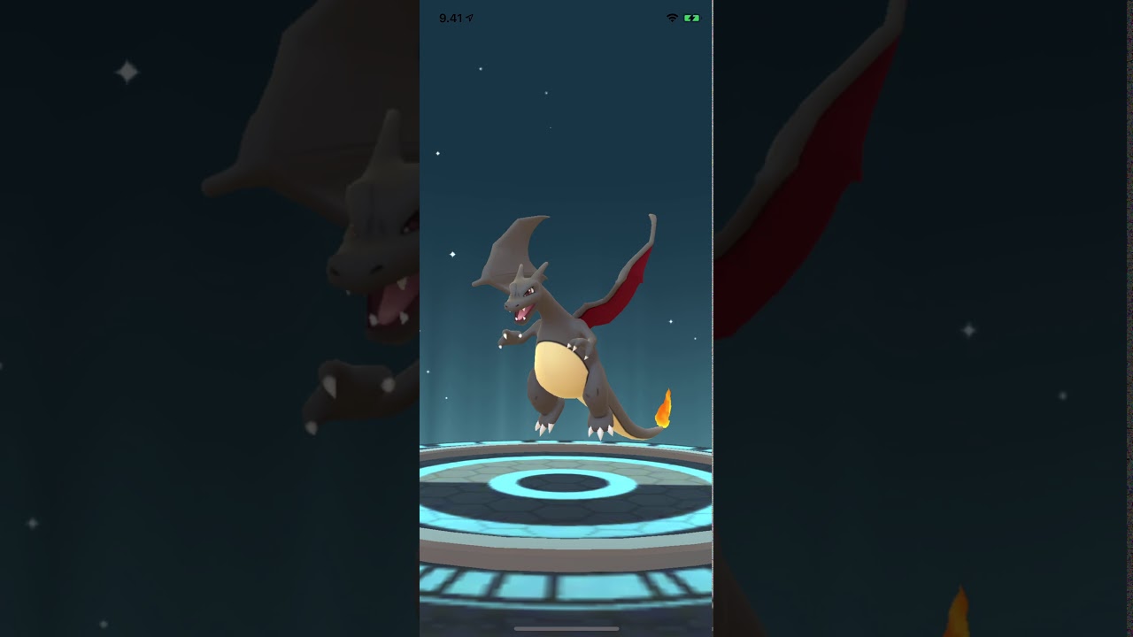 Evolution of shiny Charmander to shiny Charmeleon to shiny Charizard - Pokemon Go