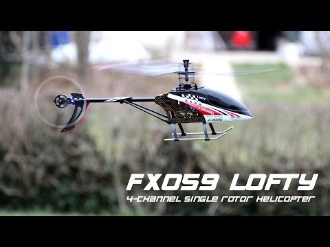 FX059 Lofty 4-Channel Single Rotor Helicopter - Flying in the backyard