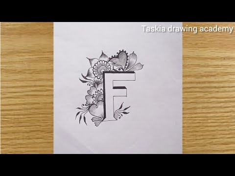 how to draw an F letter with pencil.... easy way to styling letter drawing...