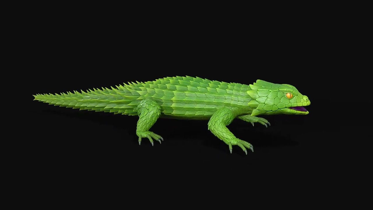 Preview | Leaf Armadillo lizard | 3d animation - Round view