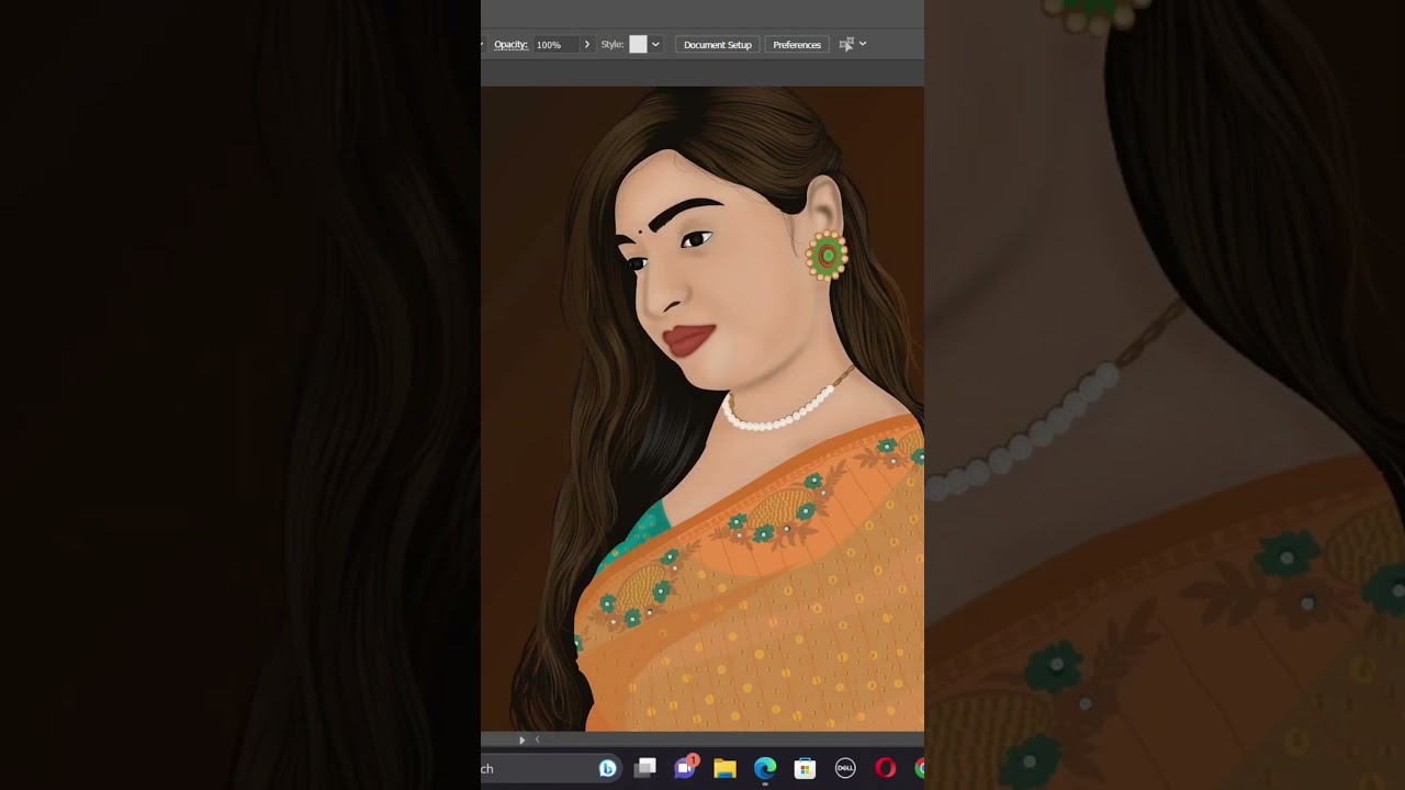 Beautiful girl in saree vector portrait #shorts