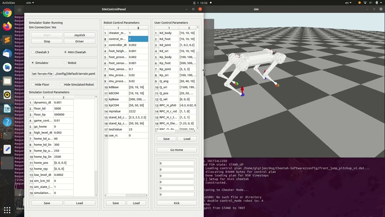 Cheetah-Software simulator start and setup
