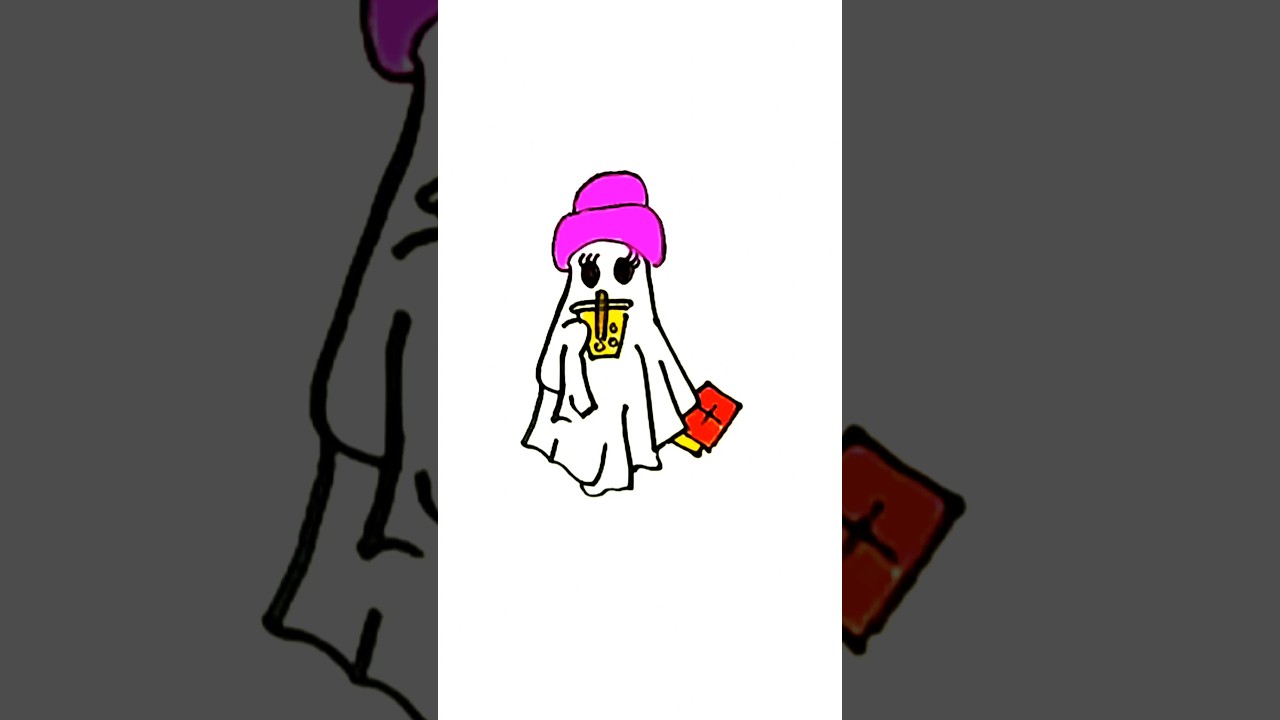 #Drawaghostdrinkingmilktea
