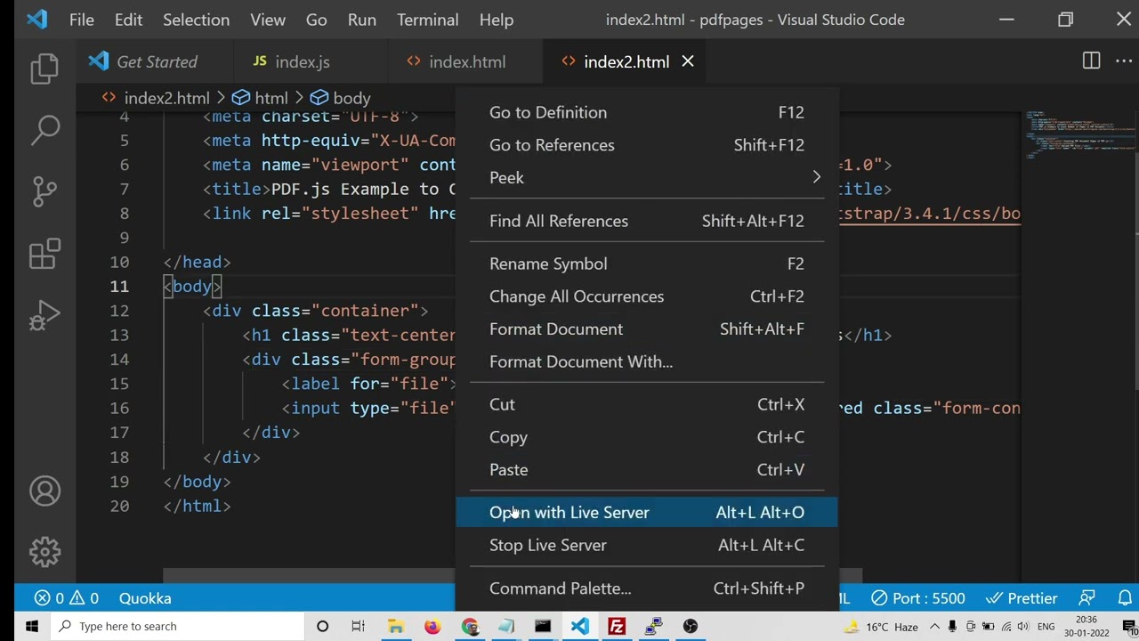 Javascript PDF.js Example to Count Pages of Local PDF Document Uploaded Using HTML5 Form in Browser
