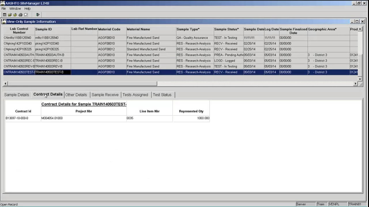 5   Viewing Sample Information in LIMS
