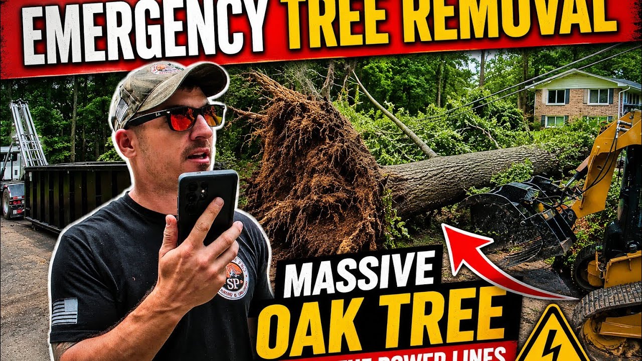 Massive Oak Tree Takes Down Power Lines! ⚡ Emergency Tree Removal