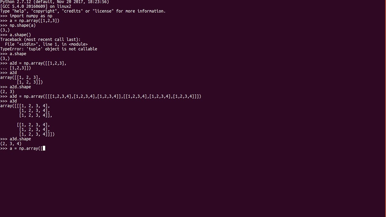 Python - Numpy array shape and reshaping arrays