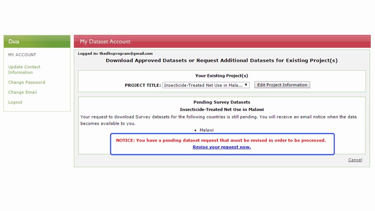 Modifying DHS Dataset Requests