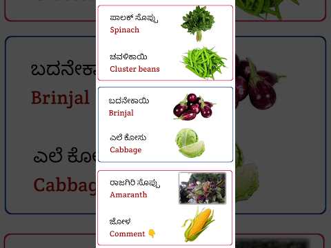 Vegetables Name In Kannada |#vegetablenamesinkannada #spokenenglishinkannada #viral #shorts