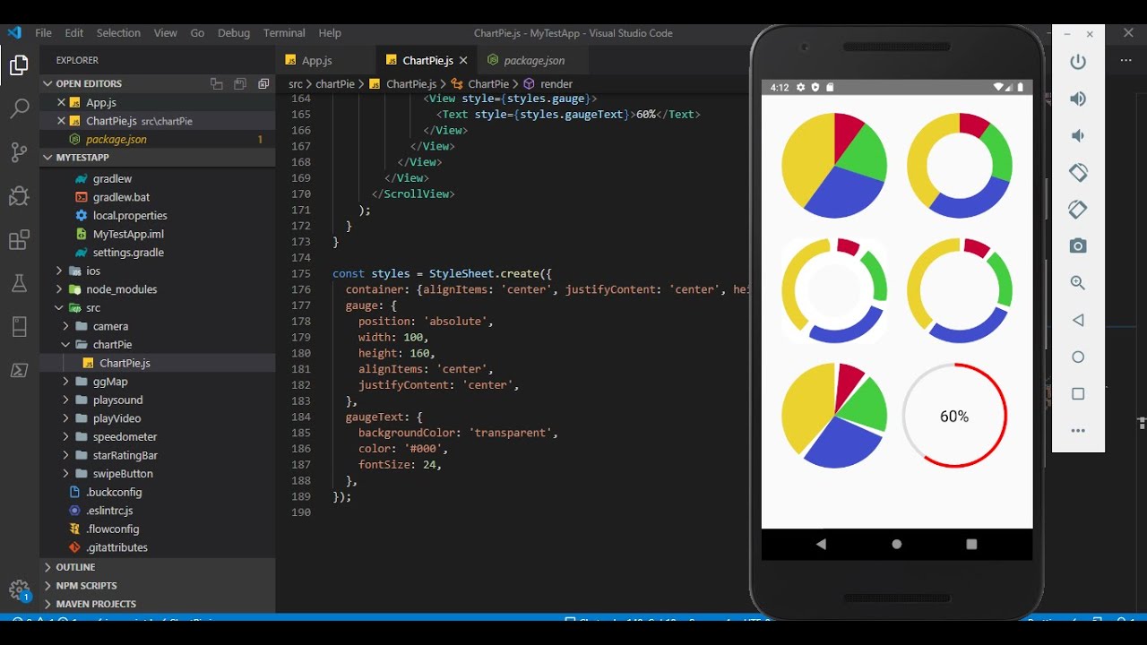 Make Pie Chart in React Native  0.61.5 , user react-native-pie  ^1.1.2