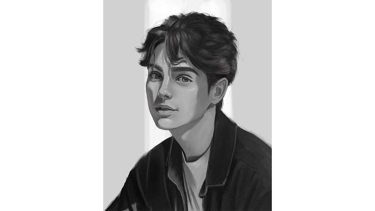 Grayscale Portrait Practice (Speedpaint) #beginners #digitalart #art