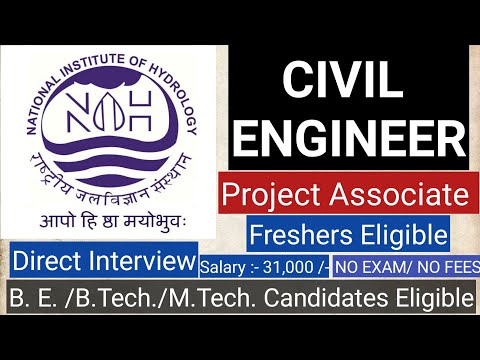 FRESHERS/EXPERIENCED CIVIL ENGINEER JOBS || NIH Recruitment | Contract Basis | Project associate |