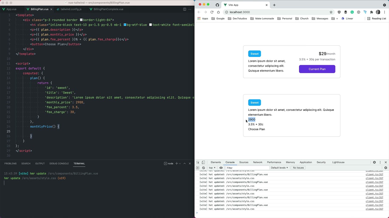Building a billing component using Vue.js + Tailwind CSS