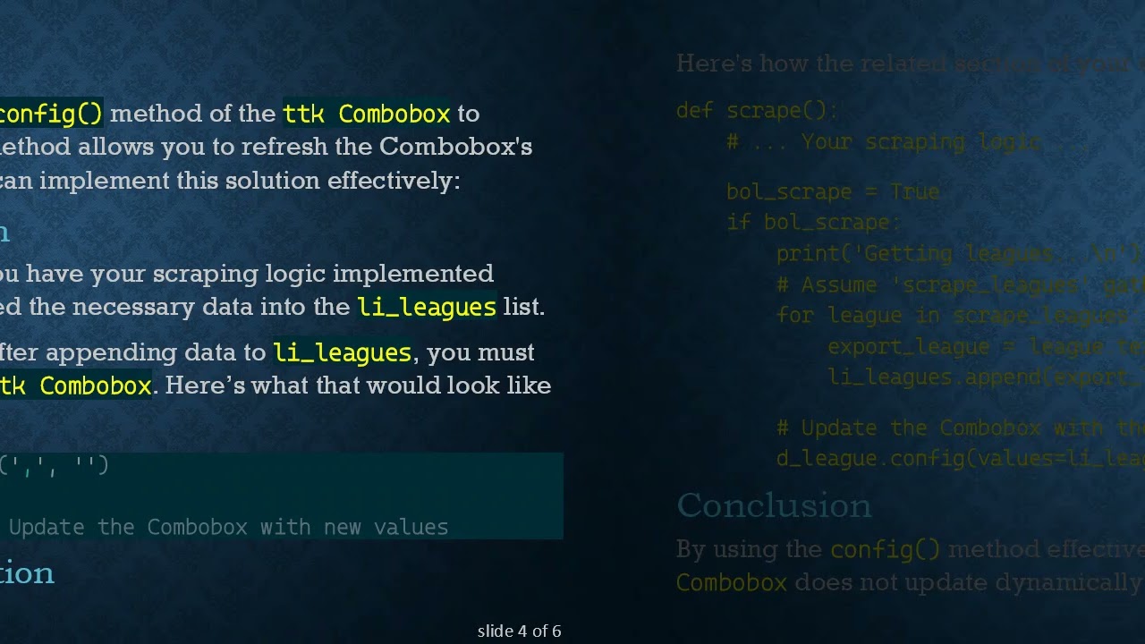 Resolving the Python ttk Combobox Value Update Issue in GUI Applications