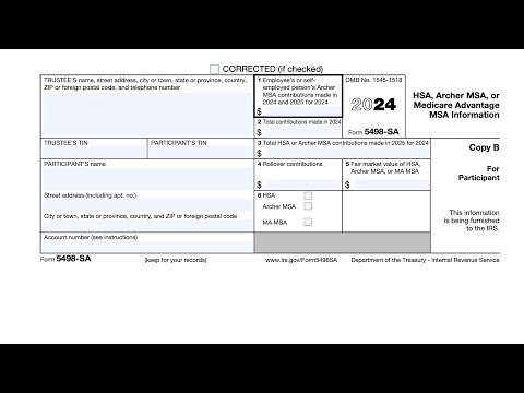IRS Form 5498-SA walkthrough (HSA, Archer MSA, or Medicare Advantage MSA Information)