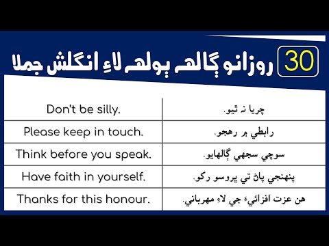 30 Daily Use English Sentences with Sindhi Translation | English in Sindhi