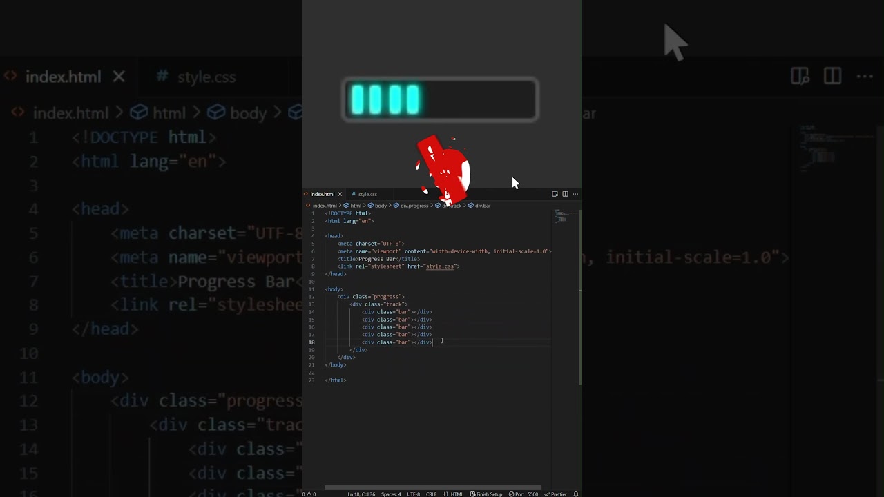 HTML Loading Bar | HTML CSS JavaScript | #shorts #viralshorts #coding
