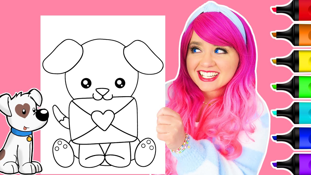 Coloring a Valentine's Day Puppy Coloring Page | Ohuhu Art Markers