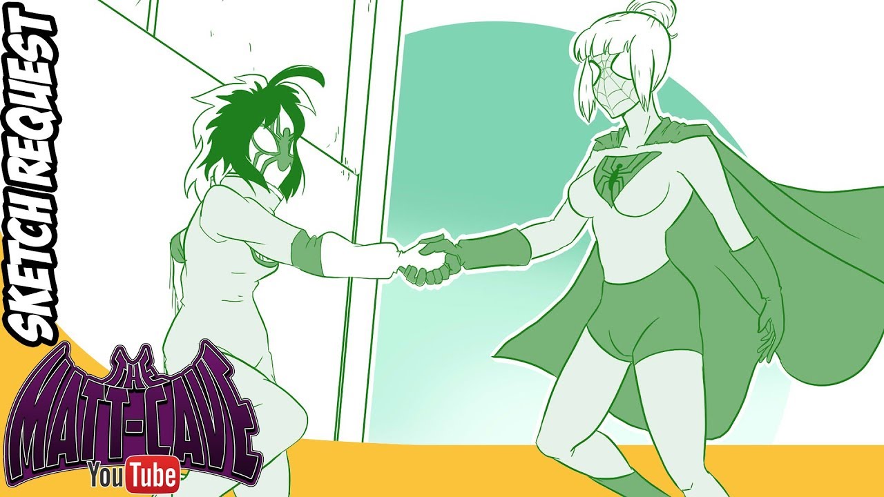Sketch Request - Spiderverse OCs Spider Tsundere meets Super Spider