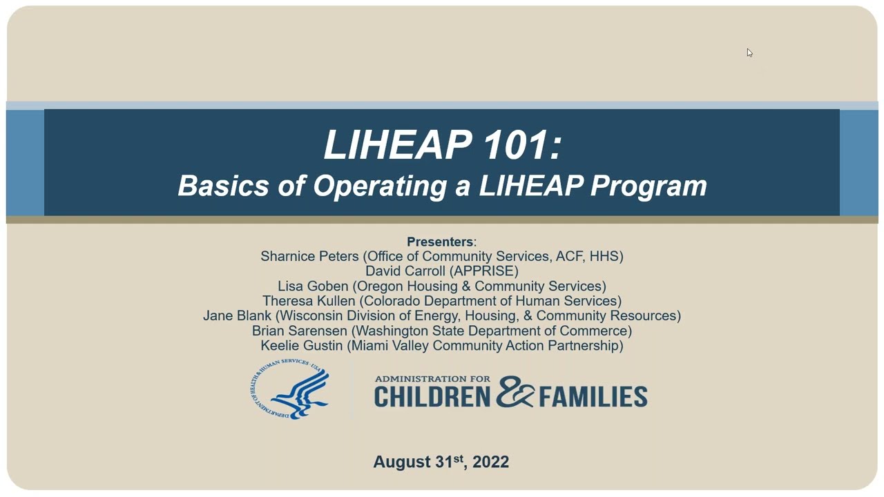 LIHEAP 101 – Basics of Operating a LIHEAP Program