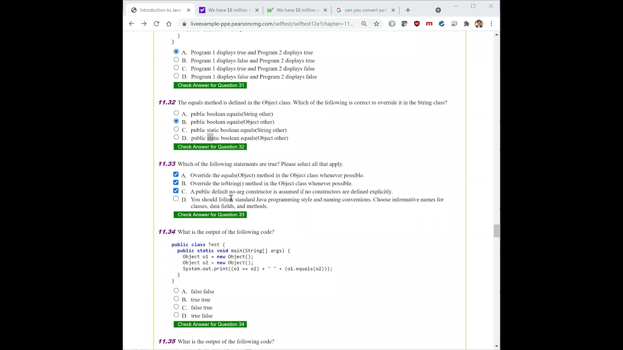 Daniel Liang Java Chapter 11 Multiple Choice Questions Part 3