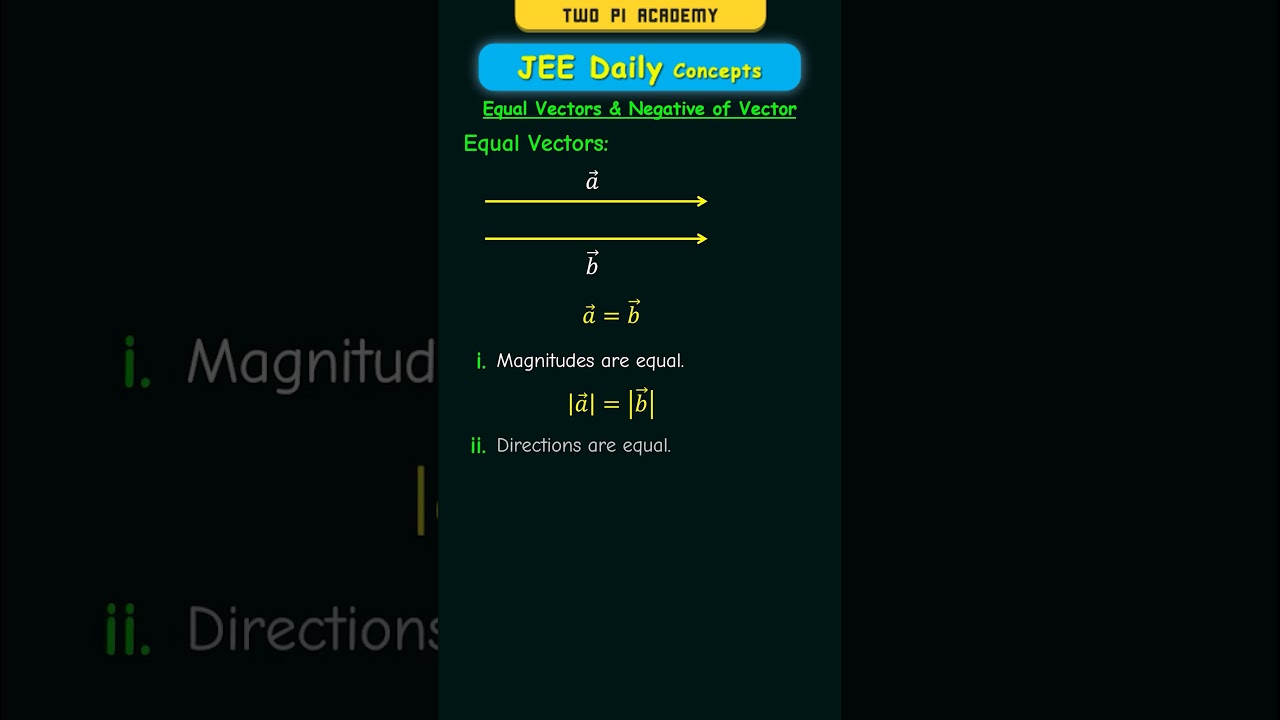 Equal Vectors and Negative of a Vector #jeedailyconcepts #vectoralgebra