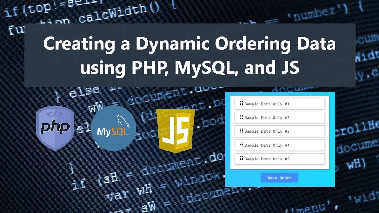 Creating a Dynamic Ordering Data using PHP, MySQL, and JavaScript Tutorial Demo