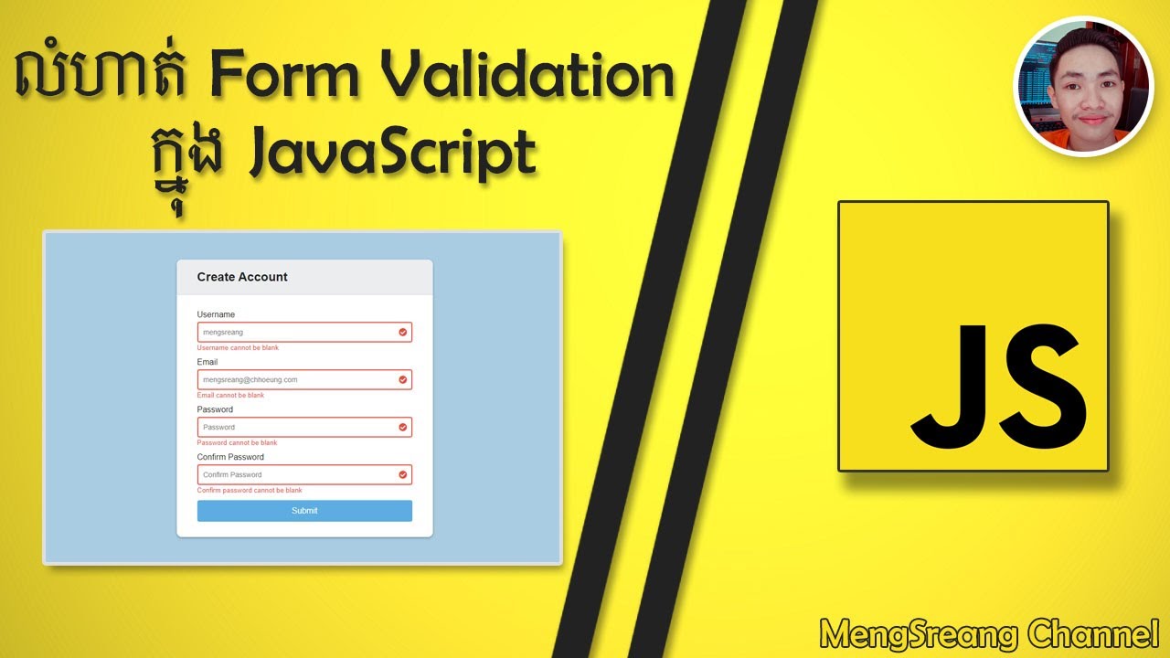 Form Validation Exercise in JavaScript | MengSreang Channel