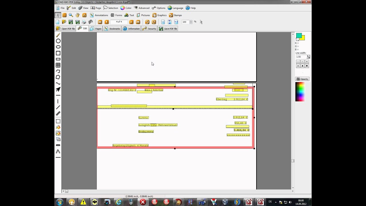 How to move objects from one page of a pdf file to another page of the pdf file.
