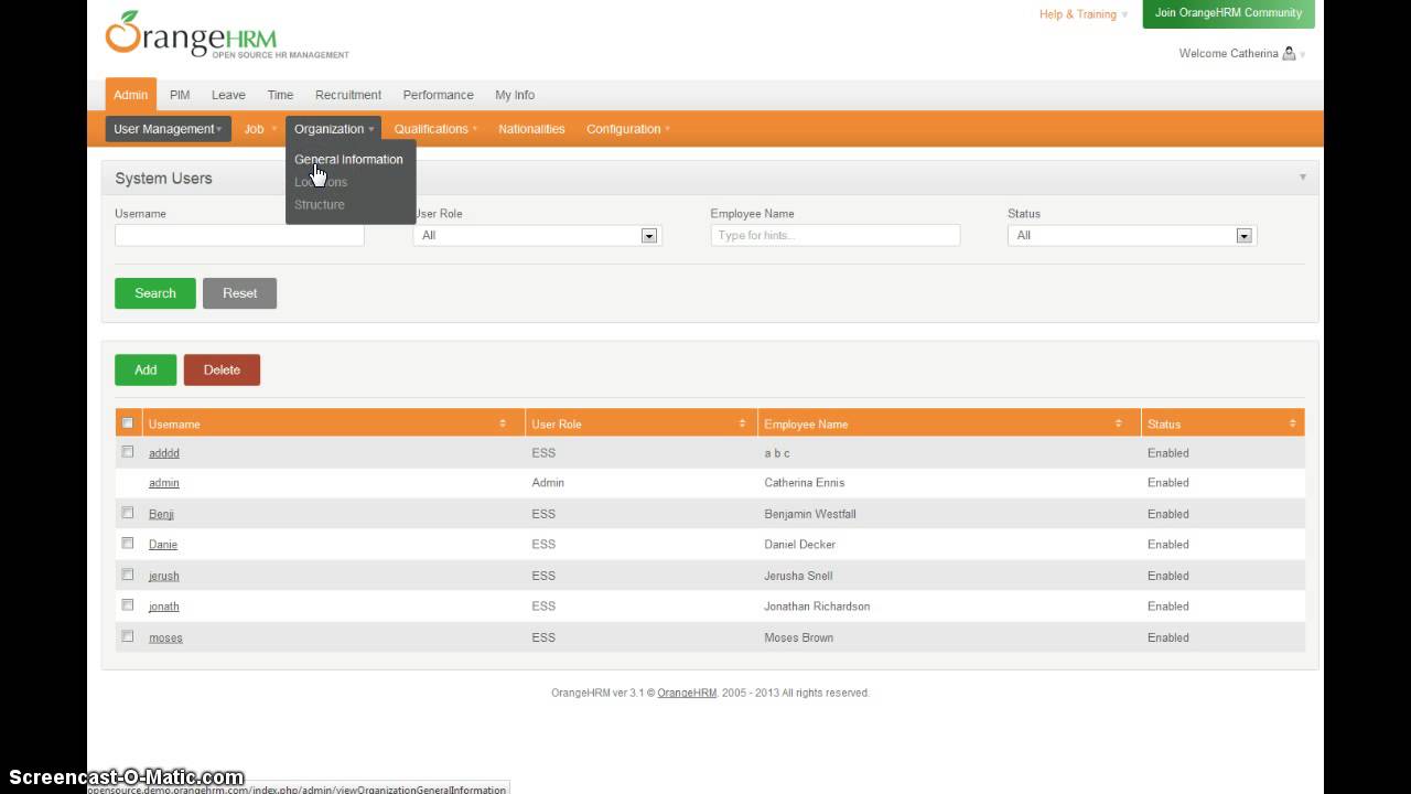 OrangeHRM 3.1 Quick Tutorial