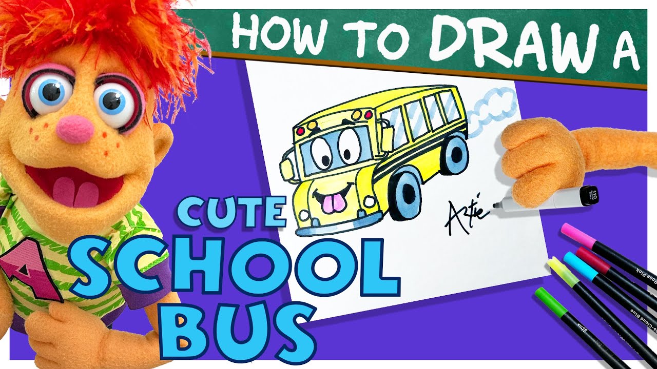 How To Draw A Cute School Bus | Art Tutorial for Kids | Artie's Show