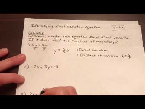 Identifying direct variation equations