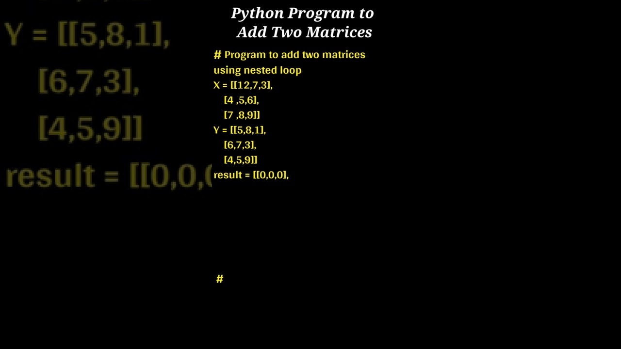 Python Program to Add Two Matrices @computerstudyzone