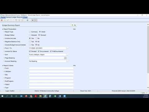 Creating a Budget Summary Report