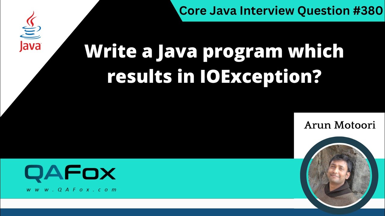Write a Java program which results in IOException (Core Java Interview Question #380)