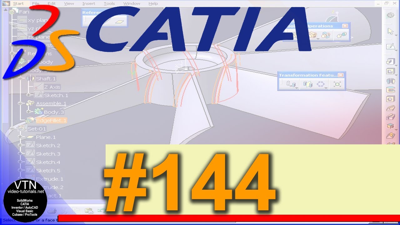 01-144 CATIA v5 TUTORIAL surface design: ( Variable Offset )