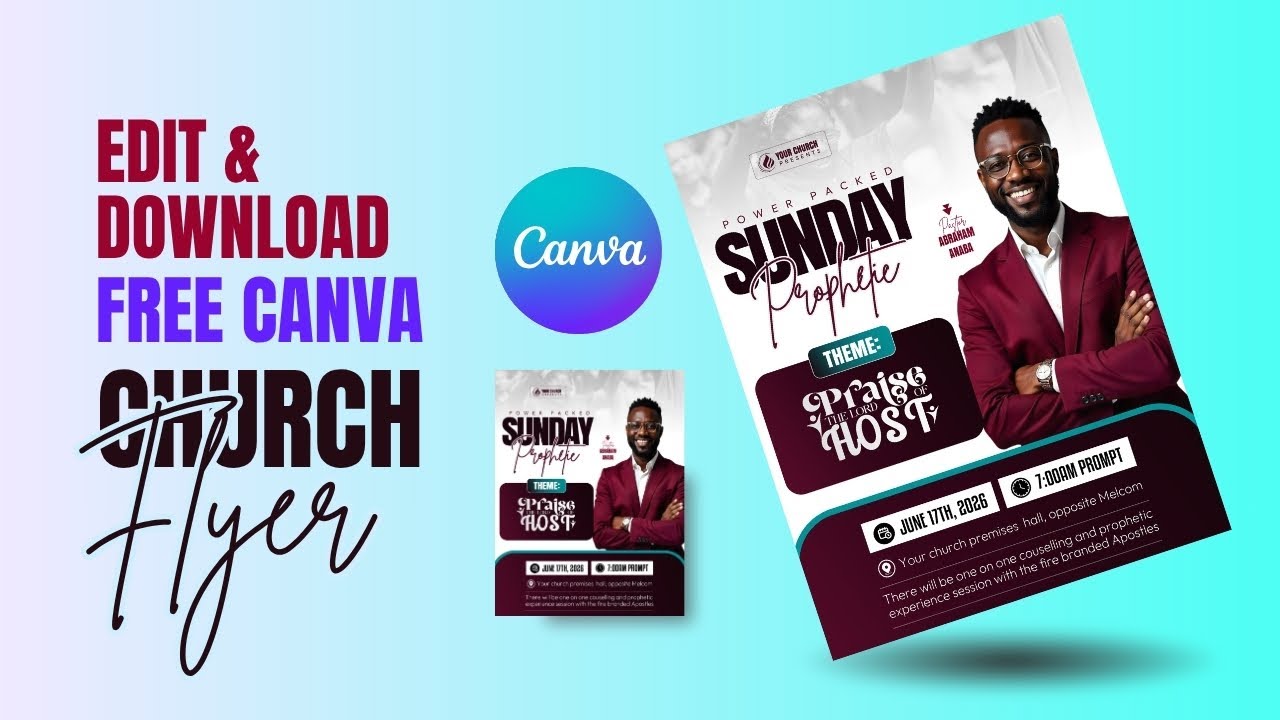FREE CANVA Flyer | Church flyer - Fully Editable | WORD: God is Able!