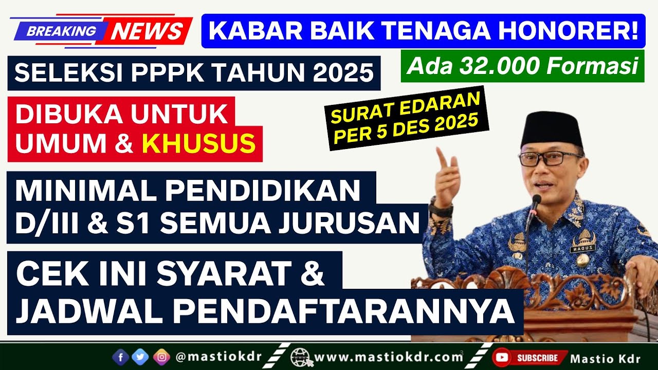 Pendaftaran Seleksi PPPK 5 Des 2025! Ada 32 Ribu Formasi Umum & Khusus! Yuk Cek Syarat & Jadwalnya!