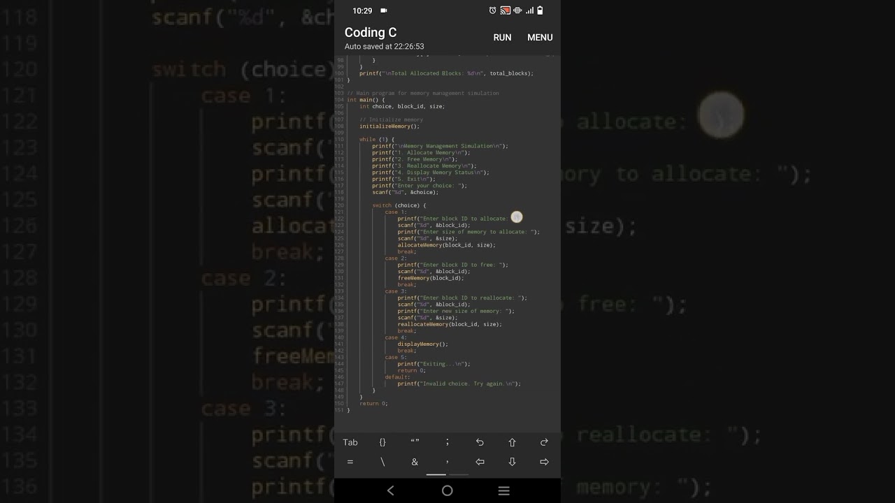 Create a Memory Management Simulation by C program #howtomake #coding #programming #developer#shorts