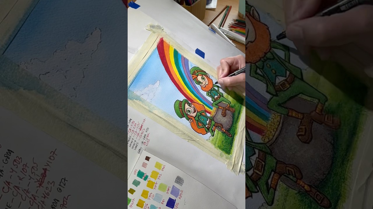 It's almost time to trap some leprechauns! #pencils #watercolor #penandink #markers #leprechauns