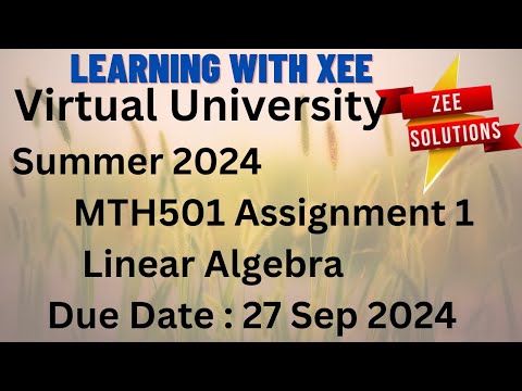 MTH501 Linear Algebra Assignment 1 Summer 2024 Virtual University of Pakistan