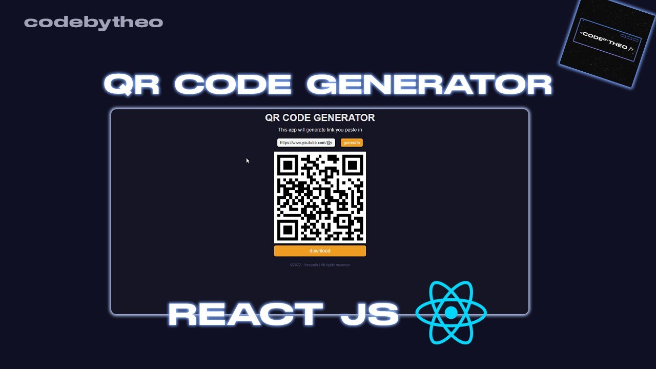 Create QR Code Generator using React js | Speed code | codebytheo