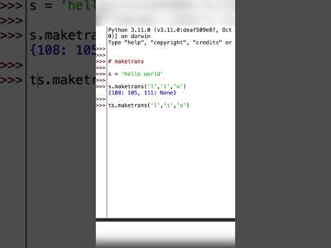 Python string method - Maketrans & Translate. Full video link in comment.
