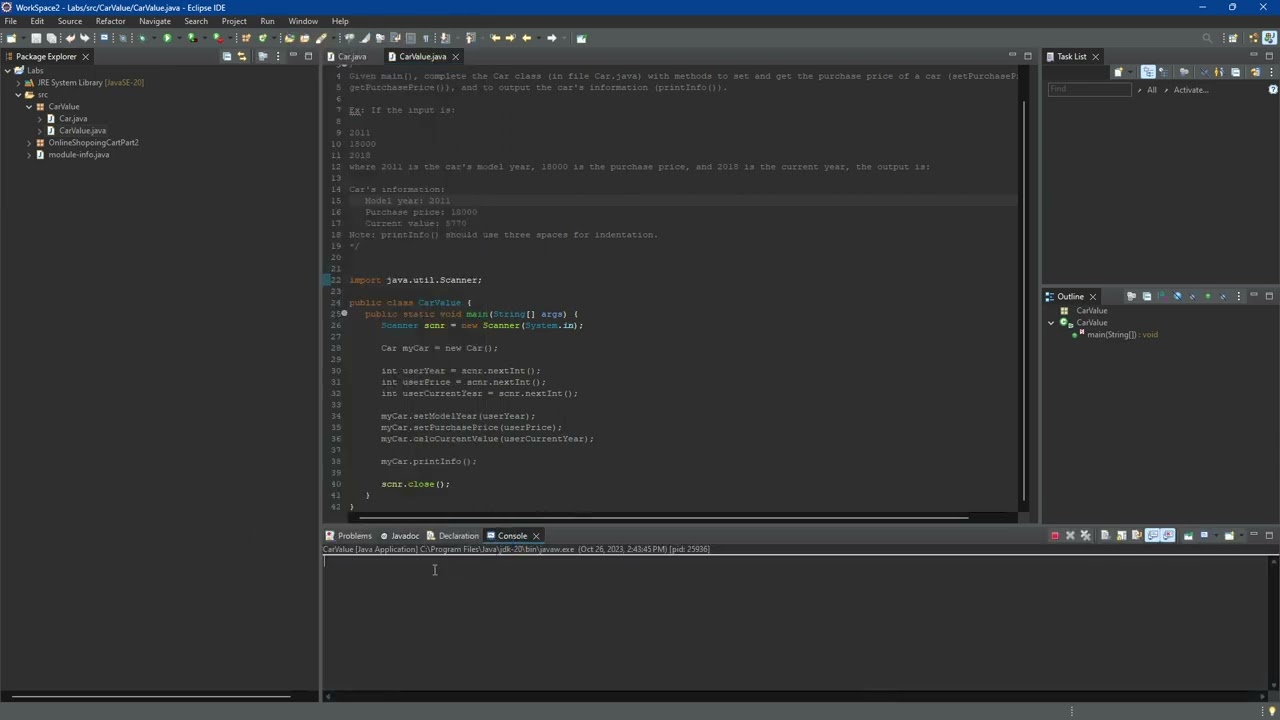 Java Lab: Car value (classes)