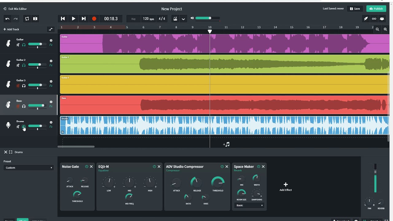 Bandlab EQ/Effects/Mastering