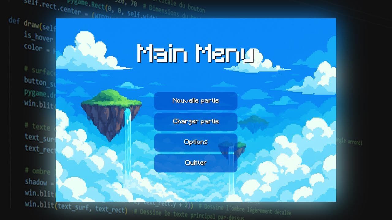 Faire un MAIN MENU en PYTHON avec PYGAME