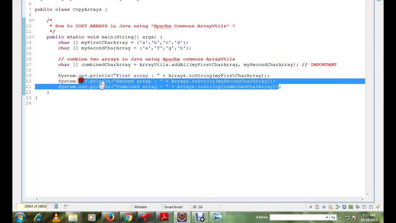 HOW TO COPY ARRAYS IN JAVA USING APACHE COMMONS ARRAYUTILS