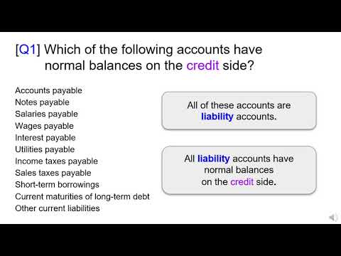 Accounting Questions Video: Liability accounts have normal balances on ...